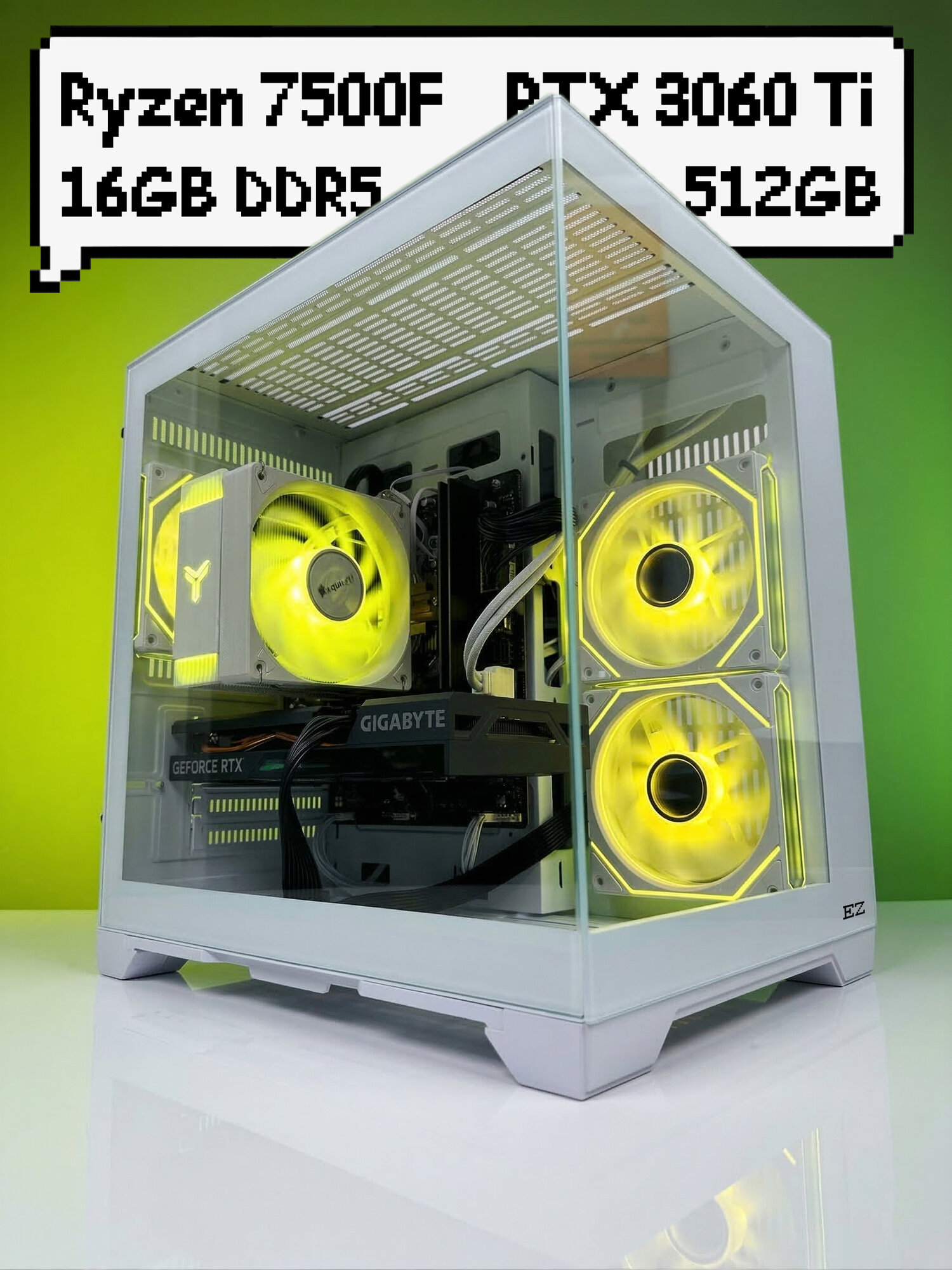 Игровой ПК EZPC RTX 3060Ti | Ryzen 5 7500F | 16GB DDR5 | 512GB SSD | Win 10 Pro