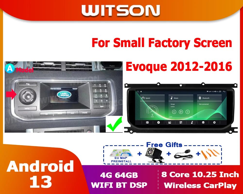 Android 13 автомагнитола 10.25" для Range Rover Evoque 2012-2016, 4G 64GB, Model