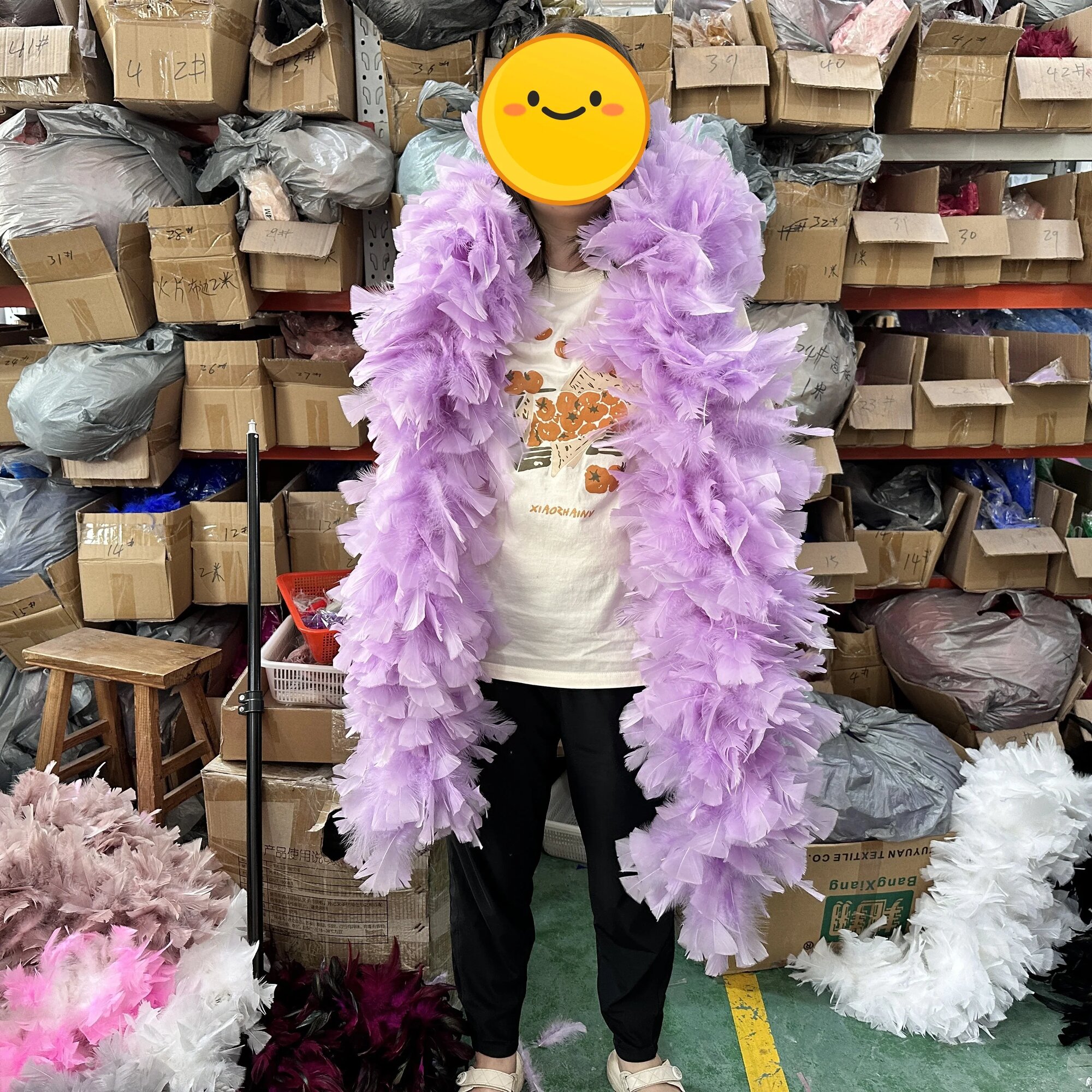 Белый пушистый боа из пера индюка 2 ярда Сиреневый, light purple