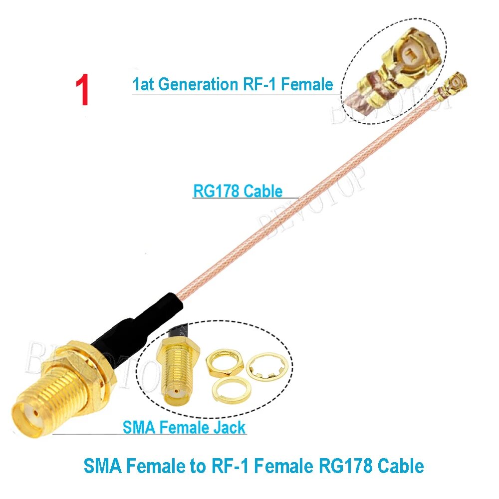 Кабель RG178 BEVOTOP SMA-U. FL 5-100см 50CM, SMA F to RF-1F