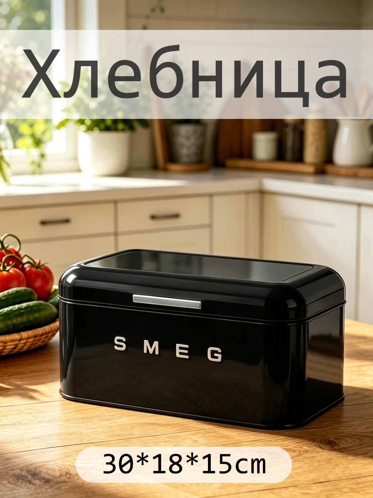 Хлебница Sme.g с крышкой, контейнер для хранения, 30 x 18 x 15 см