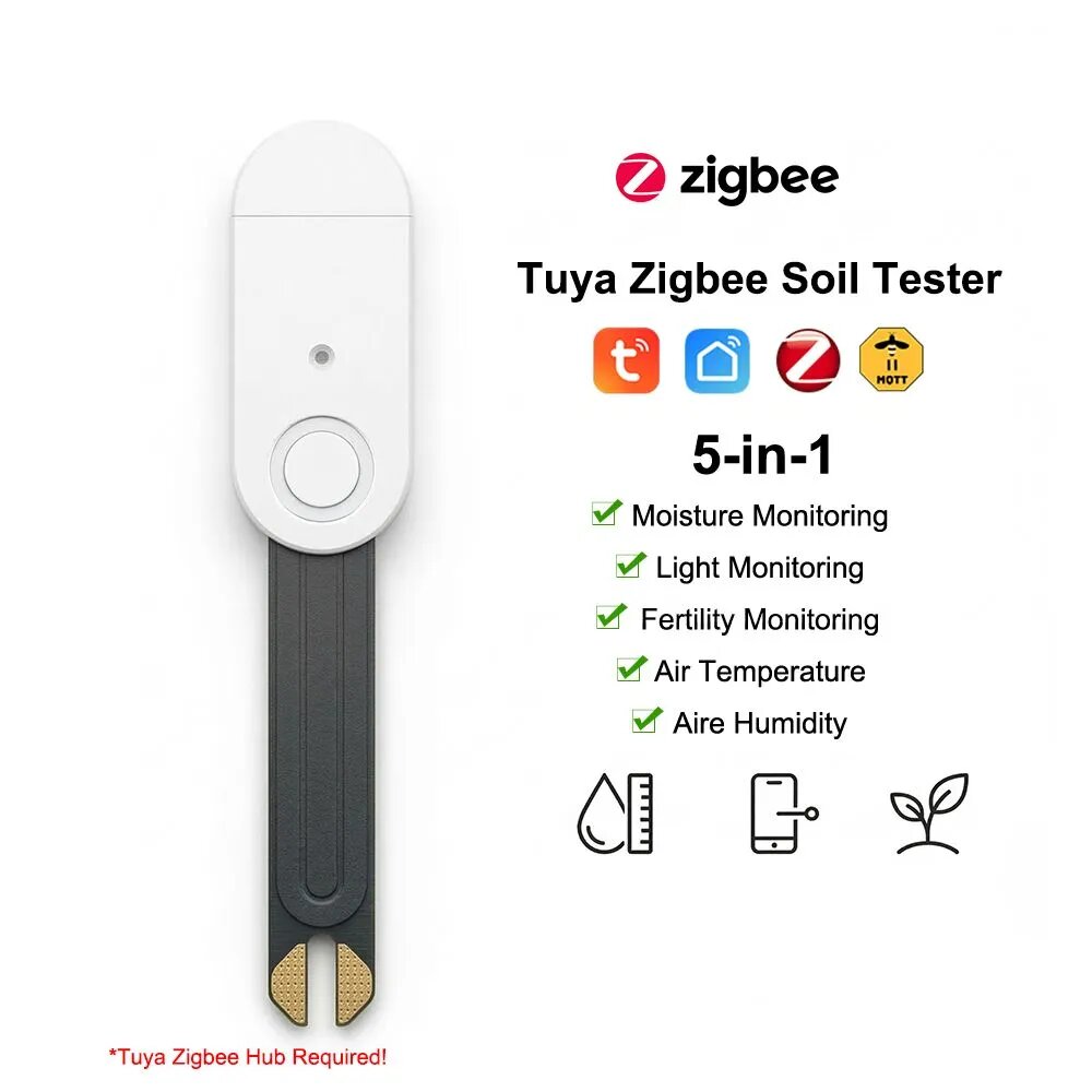 Tuya Zigbee датчик влажности почвы, температура воздуха, Zigbee2mqtt