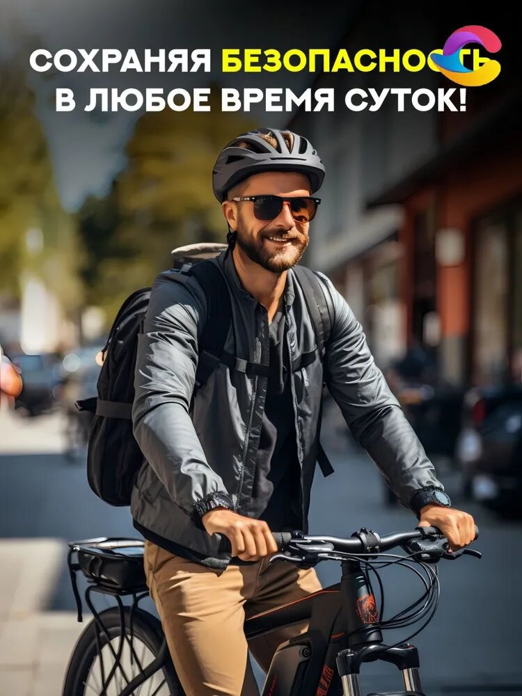 AimCar Сумка велосипедная под седло, 1.5 л, черный/синий, с светоотражающими вставками — фото 1