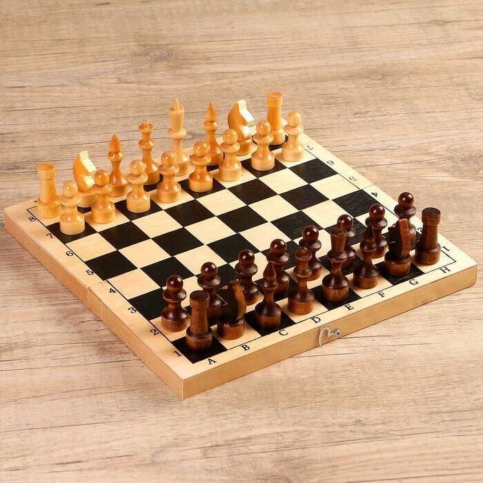 Настольная игра 3 в 1 'Орнамент': шахматы, шашки, нарды (доска 29 x 29 см, дерево)