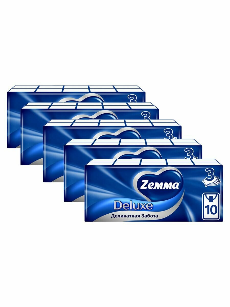 Платочки бумажные носовые Zewa/Zemma Deluxe 5 пачек