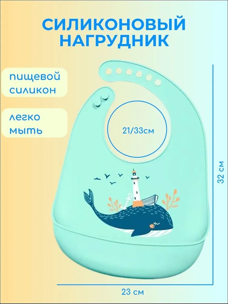 Силиконовый слюнявчик для кормления. Нагрудник.