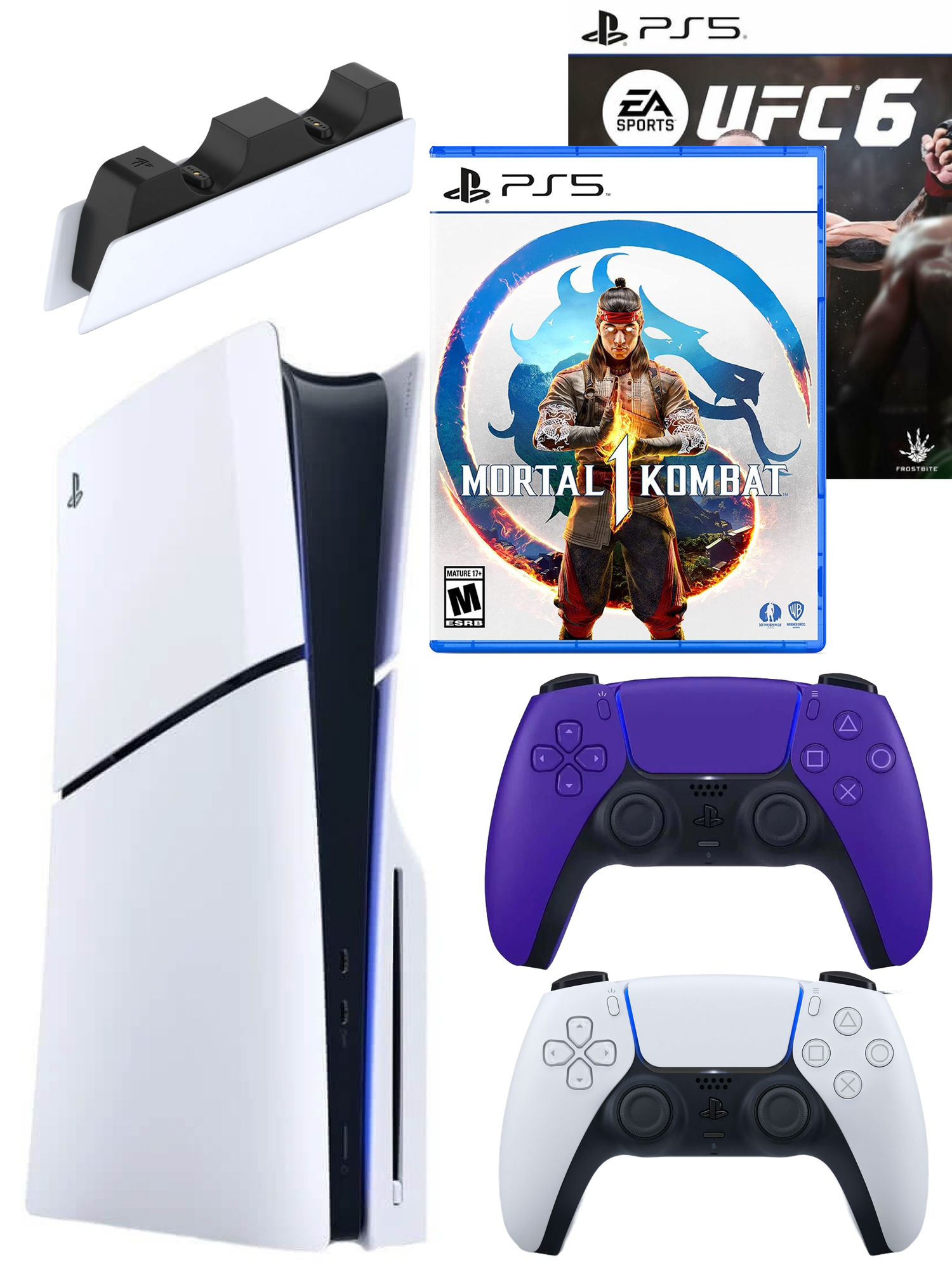 Игровая приставка Sony PS 5 Slim, 1ТБ(с дисководом)+2 геймпад+Зарядная станция+2игры (подробности в чате)