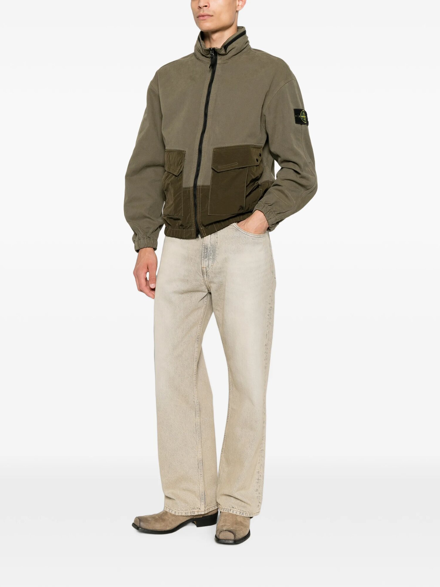 Куртка Stone Island Logo-patch panelled jacket, размер L — фото 1