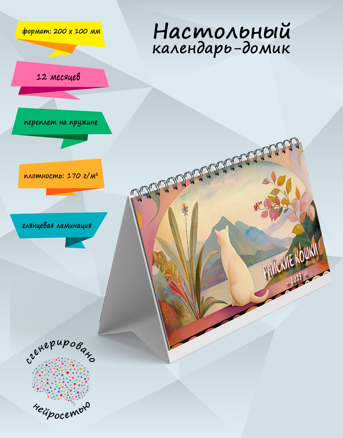 Настольный календарь-домик "Райские кошки" на 2027 год