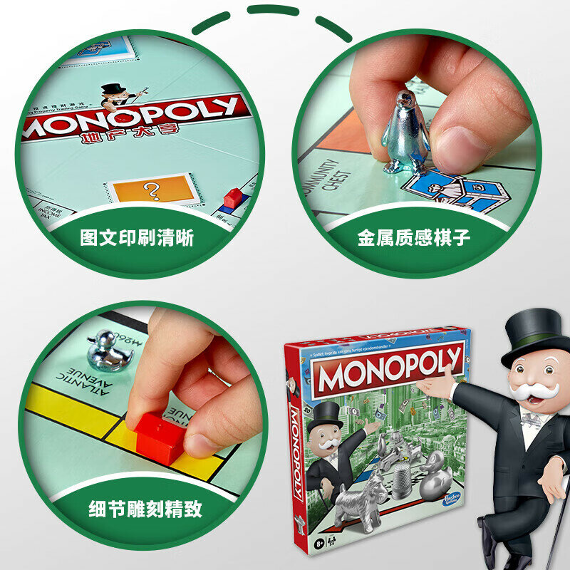 Настольная игра Монополия от Hasbro Классическая версия 1930-х годов Форма：Классическая версия: Титан недвижимости