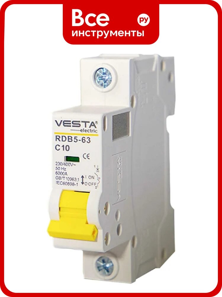 Автоматический выключатель Vesta Electric avt. vesta 1p-16a rdb5 6ka HLAV000108