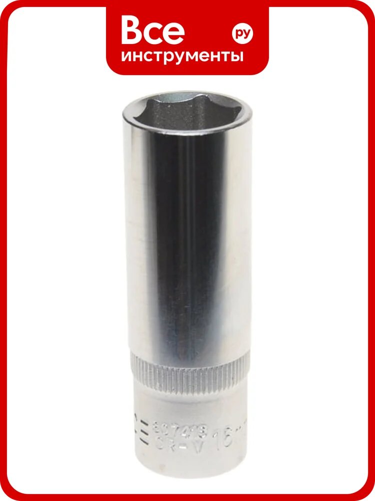 Головка свечная 6-гранная 16 мм, 1/2", L=65 мм ROCKFORCE RF-807416(11822)