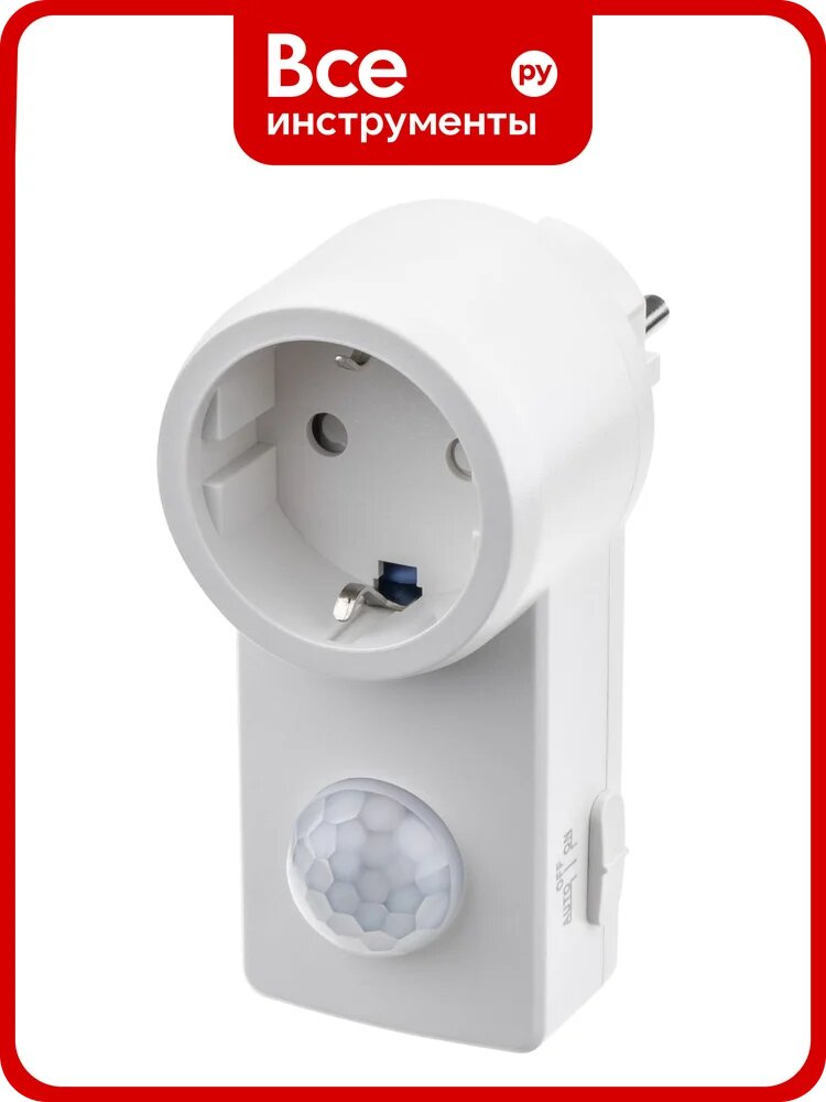 Датчик движения duwi интегрируемый, розеточный, DDSS-01, 180°, 10-420с, 6м, 1200Вт, IP20, белый, 25827 8