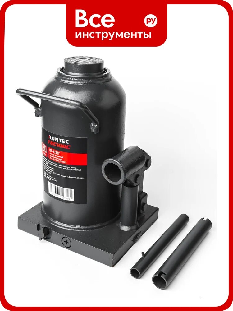 Домкрат бутылочный профессиональный RUNTEC 30 т, 255-455 мм TECHNIC RT-VJ30T