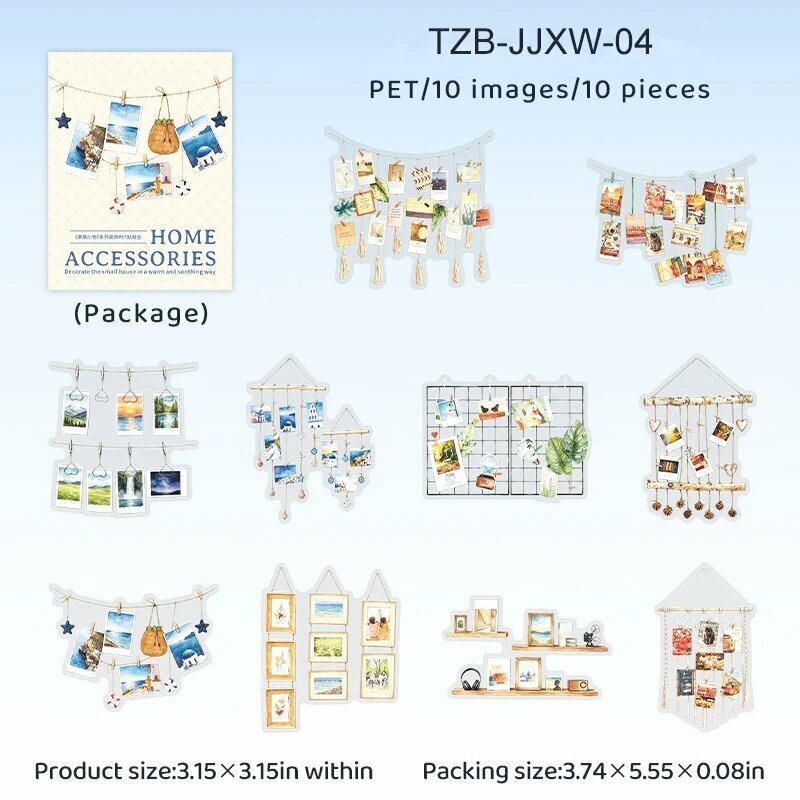 Винтаж набор наклеек PET для декорирования TZB-JJXW-04