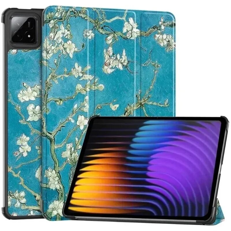 Умный стойка для Xiaomi Pad 7/7 Pro 11,2 дюйма с магнитным складыванием, кожаный вариант с автоматическим режимом сна и защитной панелью для планшетов. Совместимость: Mi Pad 8/8 Pro 11,2 дюйма