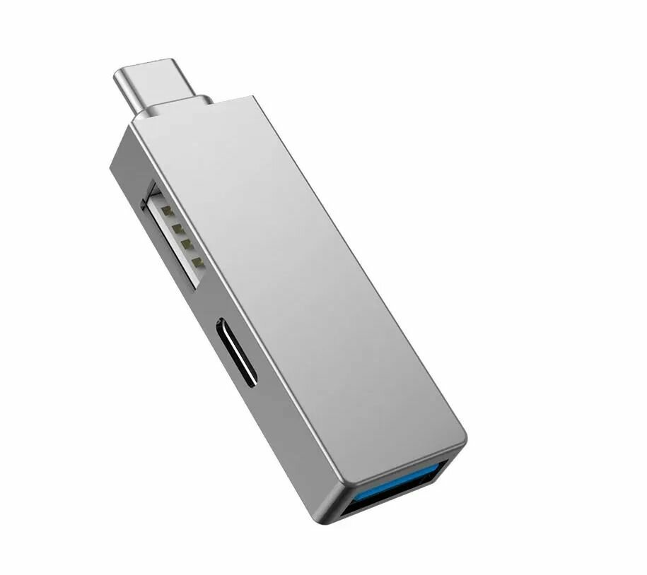 Хаб WiWU T02 Pro / адаптер USB C - Type C / док-станция серый