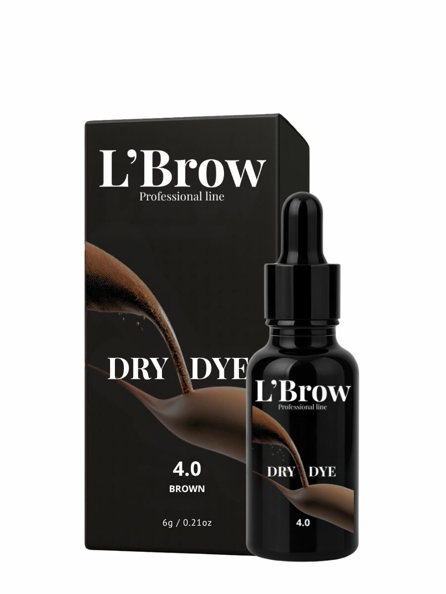 Сухая краска для бровей L'Brow DRY DYE, 6мл, цвет 4.0, Brown