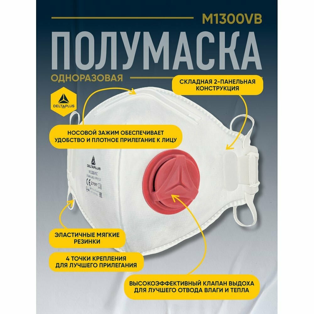 Респиратор Delta Plus 10 шт M1300VB M1300VBC — фото 1