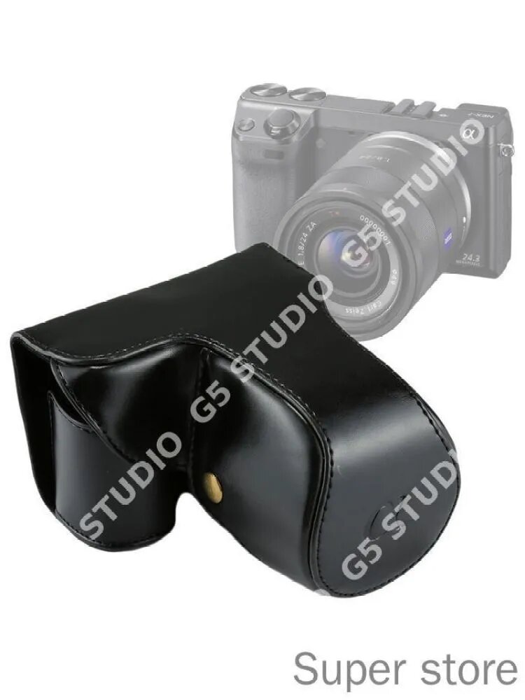 Чехол для камеры Sony NEX 7/F3 (PU кожа черный, 18-55 мм объектив)