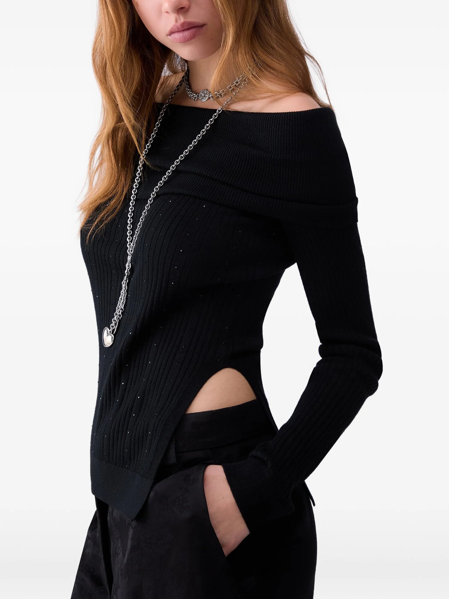 Свитер LIU JO Wool sweater with bardot neckline, размер 32 — фото 1