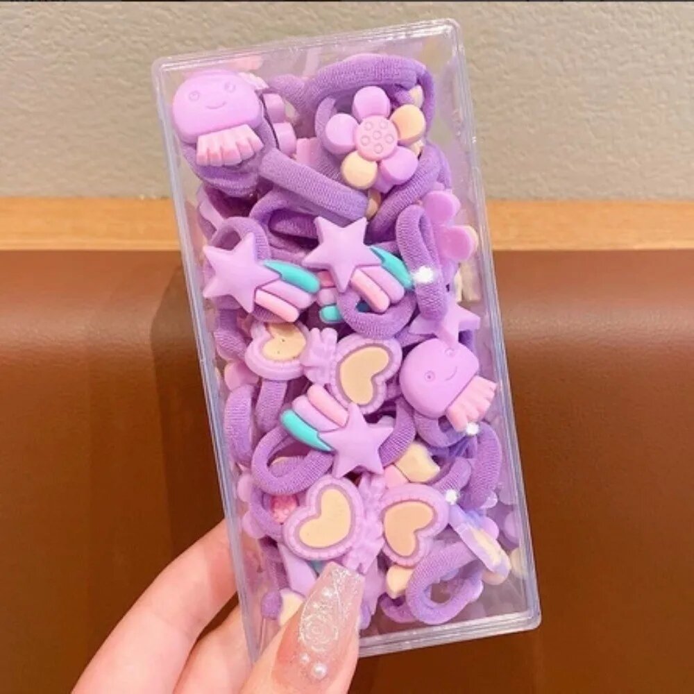 Резинки для волос с бантиками и цветами, 20 шт. Dreamy Purple
