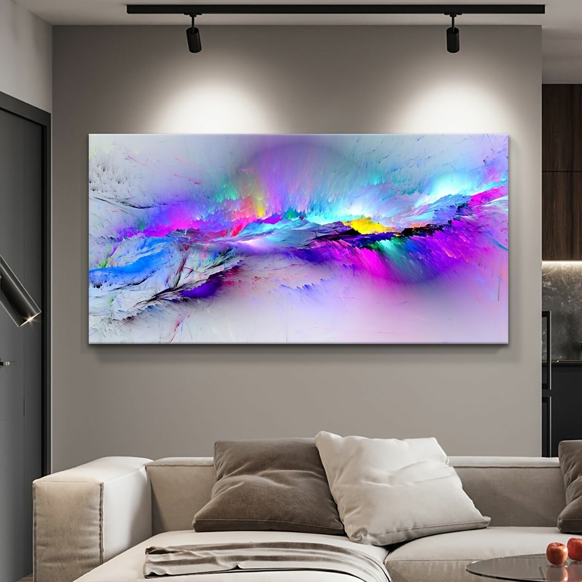 1 картина на холсте размером 30x60 см "Красочные абстрактные грозовые облака", настенный постер и принт, картина для гостиной, спальни, столовой, офиса (без рамы).