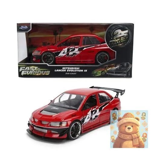 Машина JADA36208 1/24 SEAN'S MITSUBISHI LANCER EVO IX RED "FAST & FURIOUS 25 YEARS"
