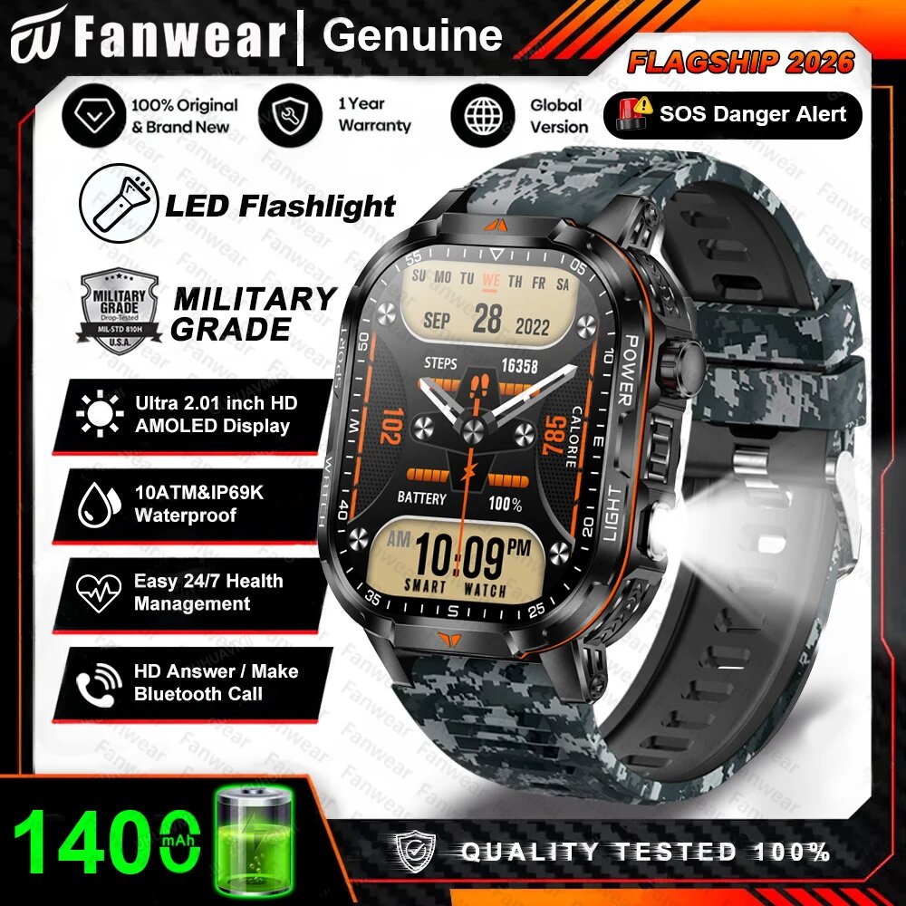 Military Smart Watch 1400mAh Зеленый, camouflage