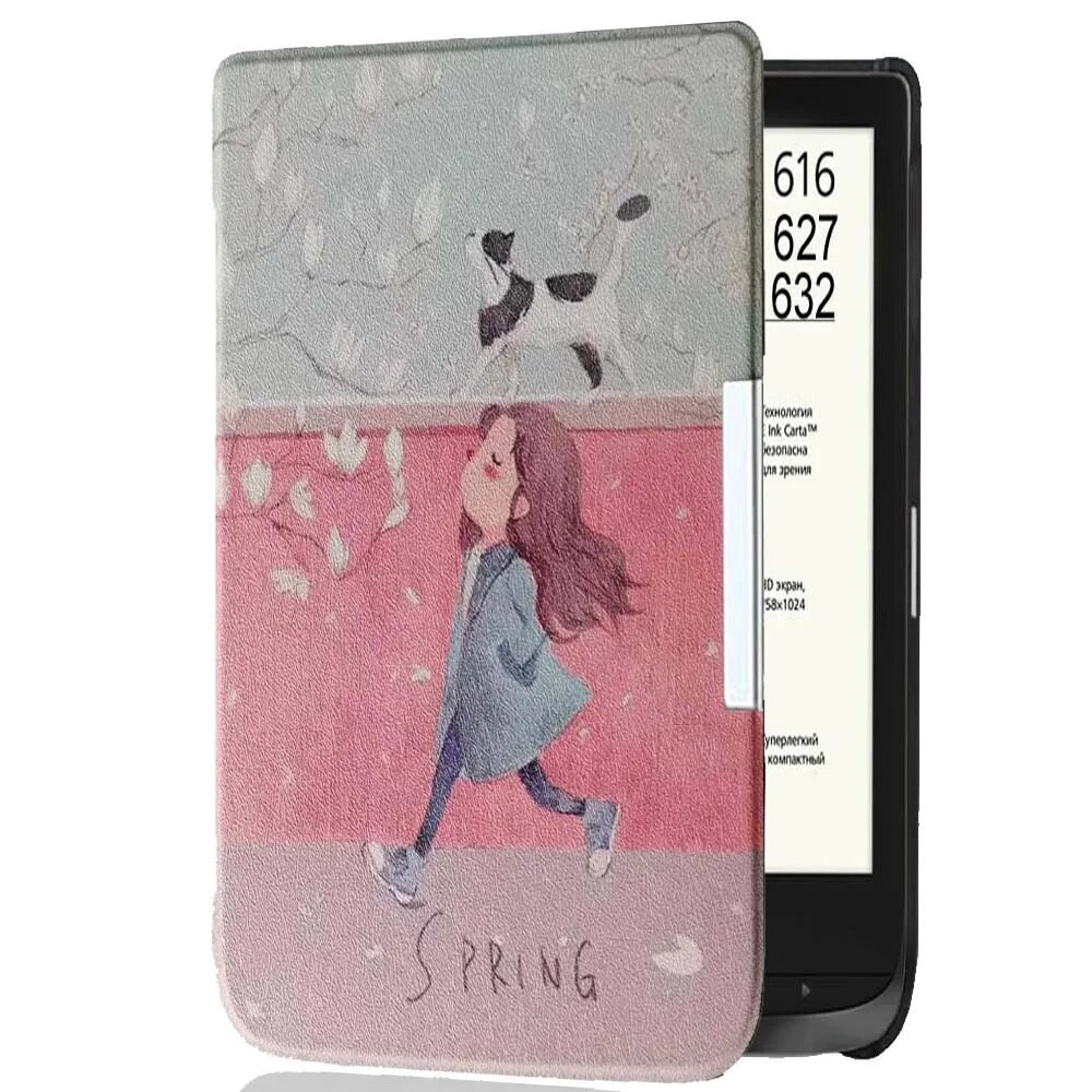 Магнитный чехол из искусственной кожи для Pocketbook 616 627 632 PB632 Розовый, girl