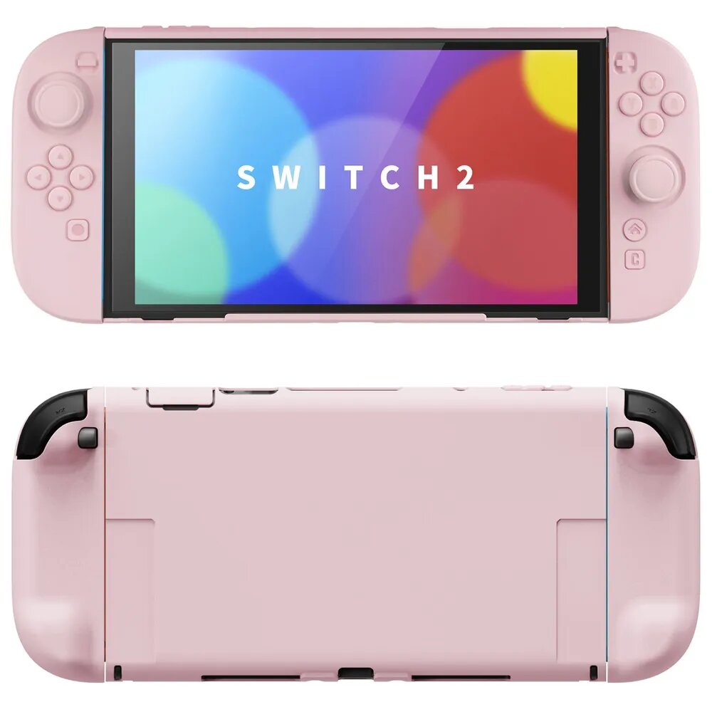 PlayVital Чехол жесткий для Nintendo Switch 2, раздельный, с подставкой и накладками на стики, докируемый, Цвет сакуры розовый