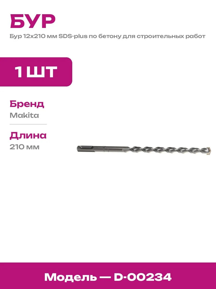 Сверло по бетону SDS plus 12 на 210 мм бур для перфоратора