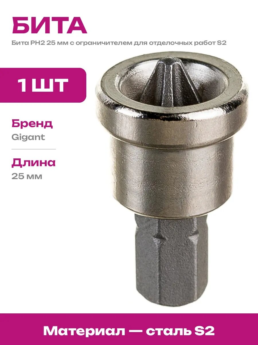 Бита для шуруповерта 25 мм с ограничителем под саморезы