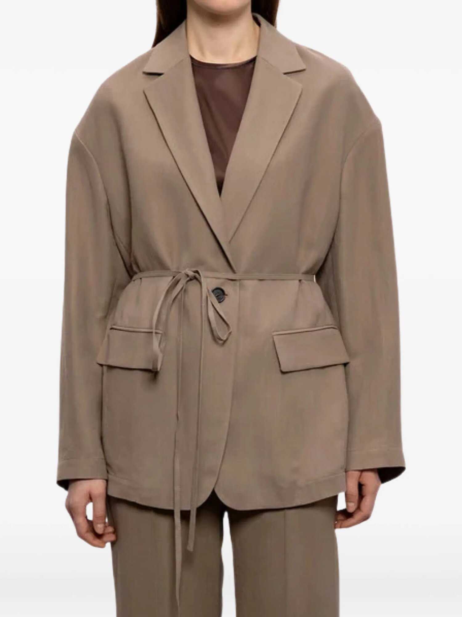Куртка BRUNELLO CUCINELLI Belted-waist notched-lapel jacket, размер 40 — фото 1