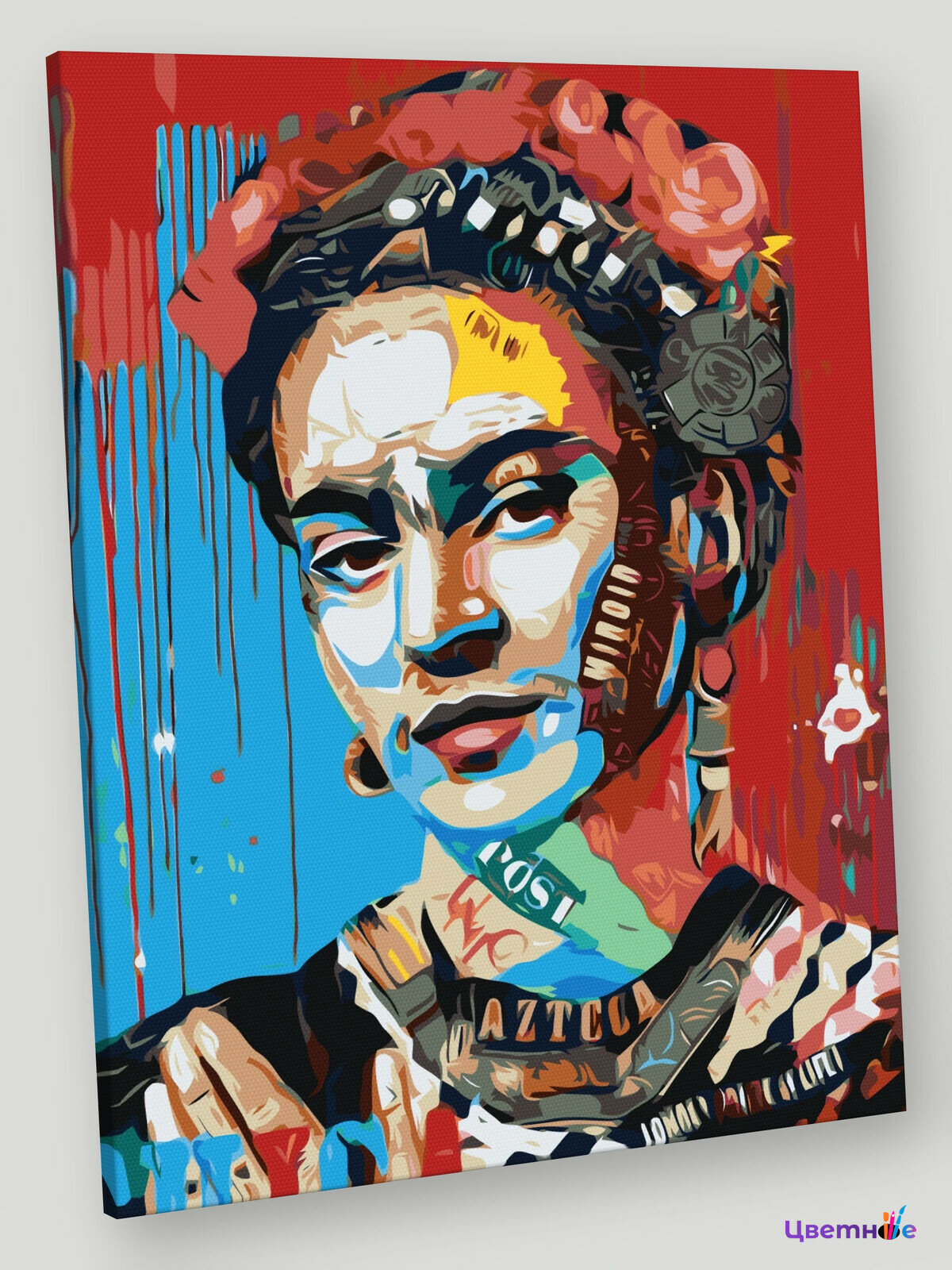 Картина по номерам на холсте с подрамником "Pop Art Поп-арт: Фрида Кало 2", Раскраска 40x50 см, Девушки Знаменитости