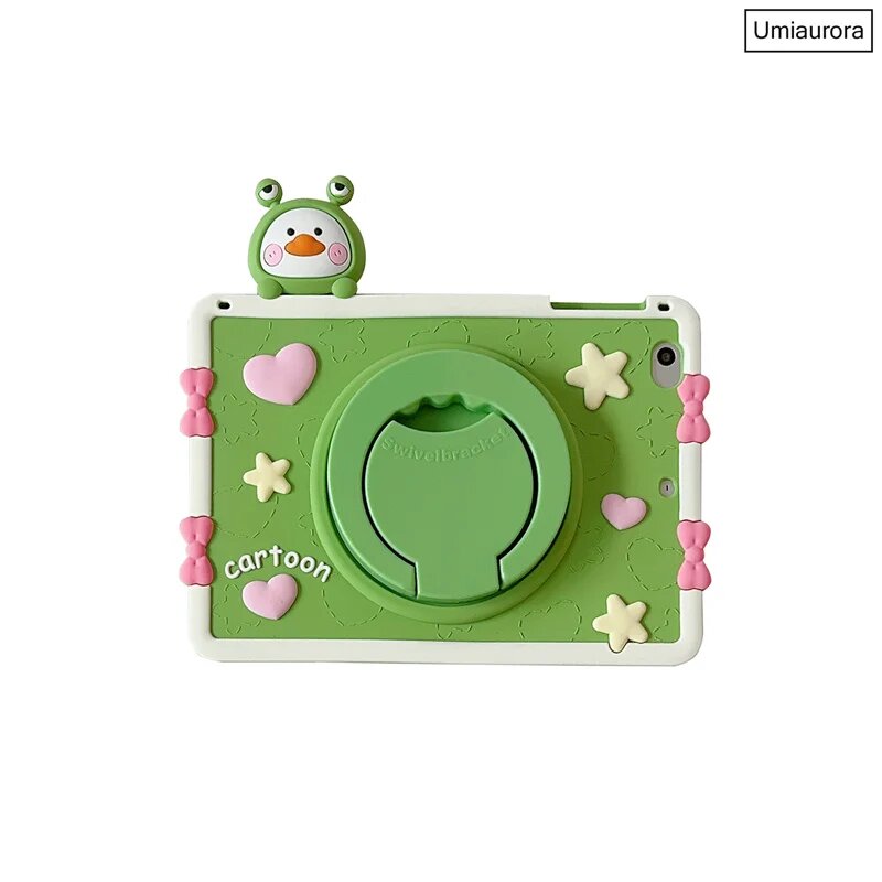Чехол для iPad Umiaurora детский мультяшный Зеленый, Mini 1 2 3(7.9 inch), 360 Frog Duck