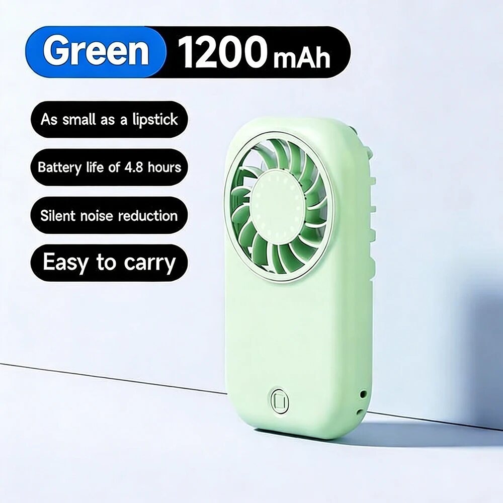 Портативный вентилятор sulvgo USB 1200 мАч Зеленый, light green
