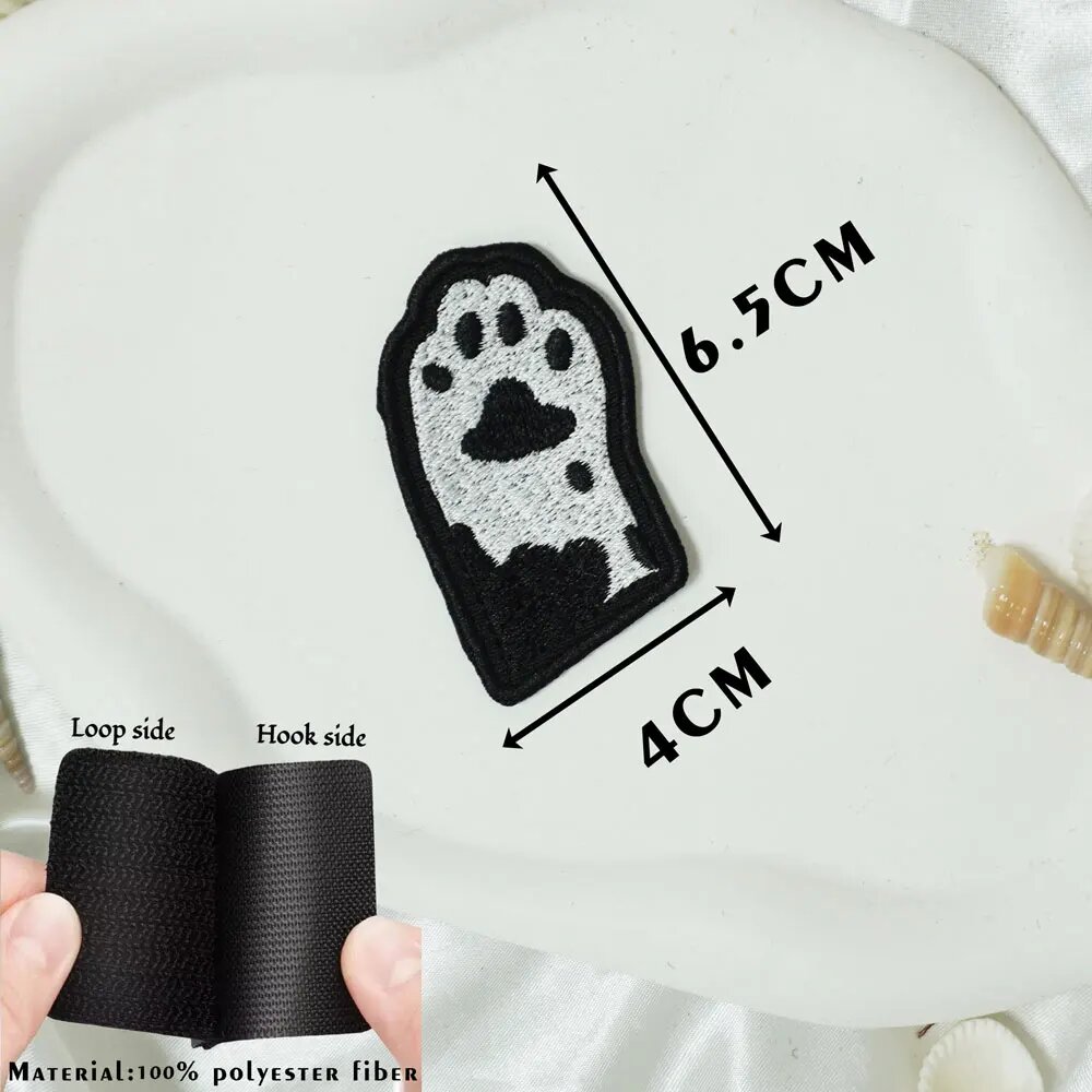 Вышитая нашивка с кошачьими лапками из полиэстера BJ73-2 Velcro 1PC