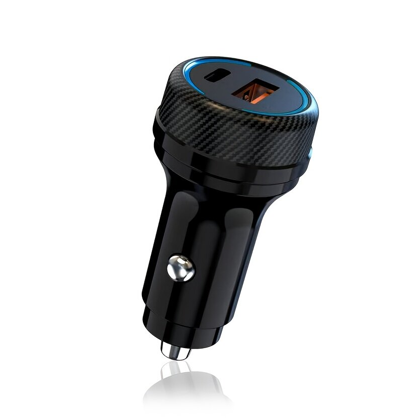 Автомобильное зарядное устройство USB Type-C 43W, быстрая зарядка, мини-адаптер для прикуривателя 12V, для iPhone 17 Pro Max 16 15 14 13, черный