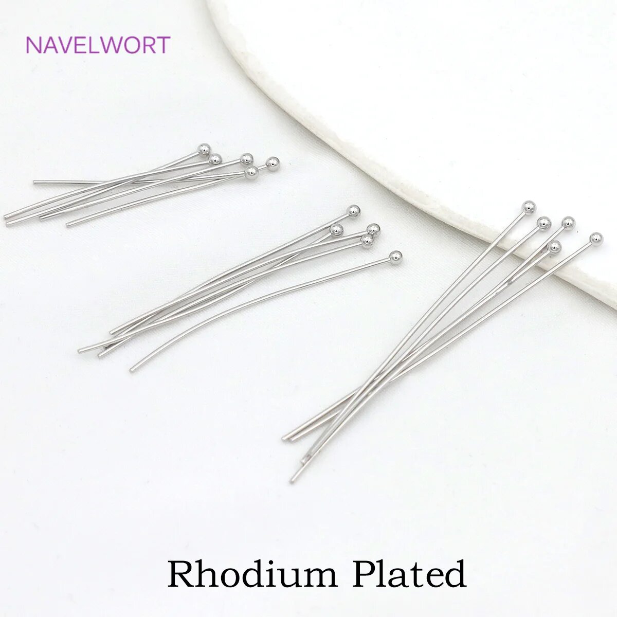 Булавки для бижутерии NAVELWORT латунные золотые 50 шт 0.6mmx50mm-50pcs, Rhodium Plated