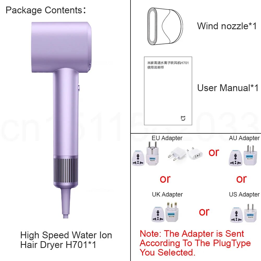 Xiaomi Mijia H701 Ионный Фен 1600 Вт AU, Hair Dryers Purple