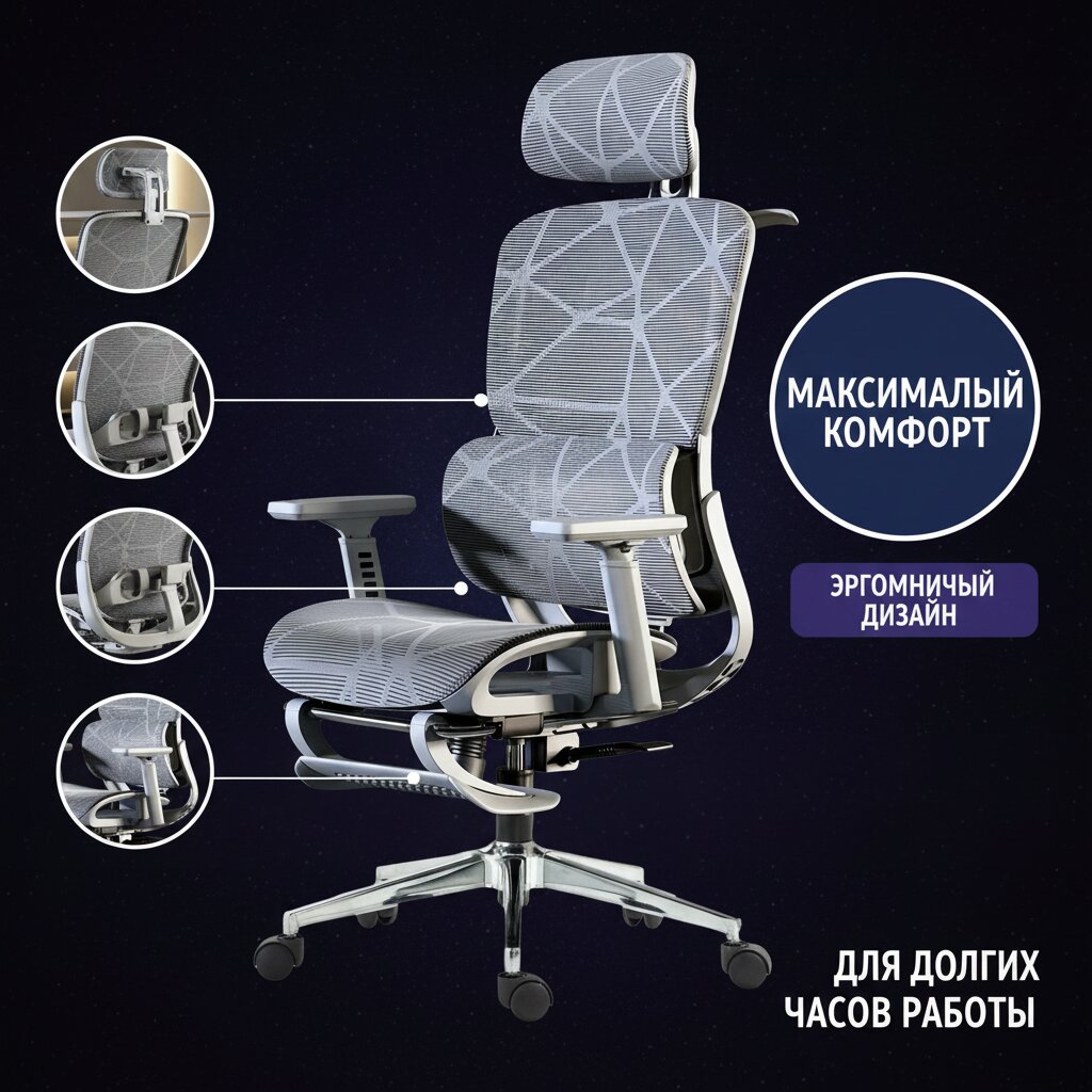 Кресло H909 Gery HICHAIR С Регулируемым Подголовником И 3D Регулировками