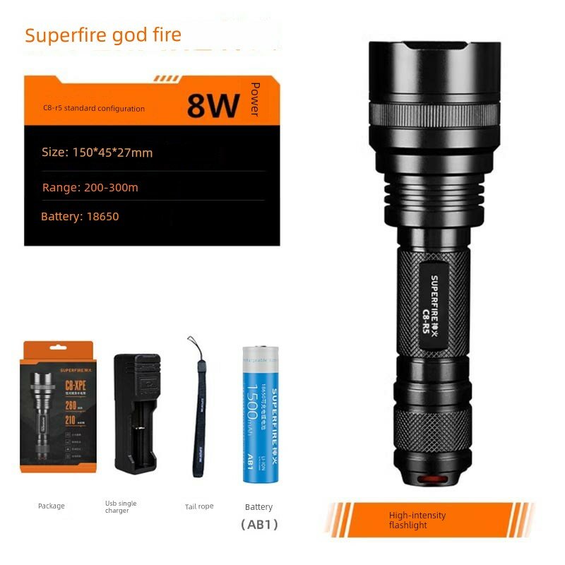 Фонарь Shenhuo C8-XPE, мощный, перезаряжаемый, для дома и улицы, дальнего действия, водонепроницаемый, портативный, на