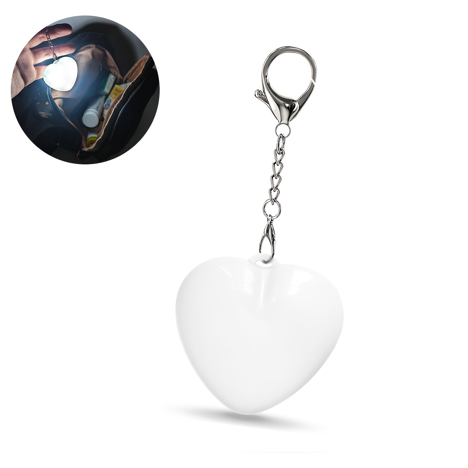 Сердечная LED-лампа с сенсорным касанием, USB-перезаряжаемый мини-светильник для сумок с функцией таймера и задержкой выключения, подвесной ночник для рюкзаков и косметичек, любовный подвесной декоративный свет