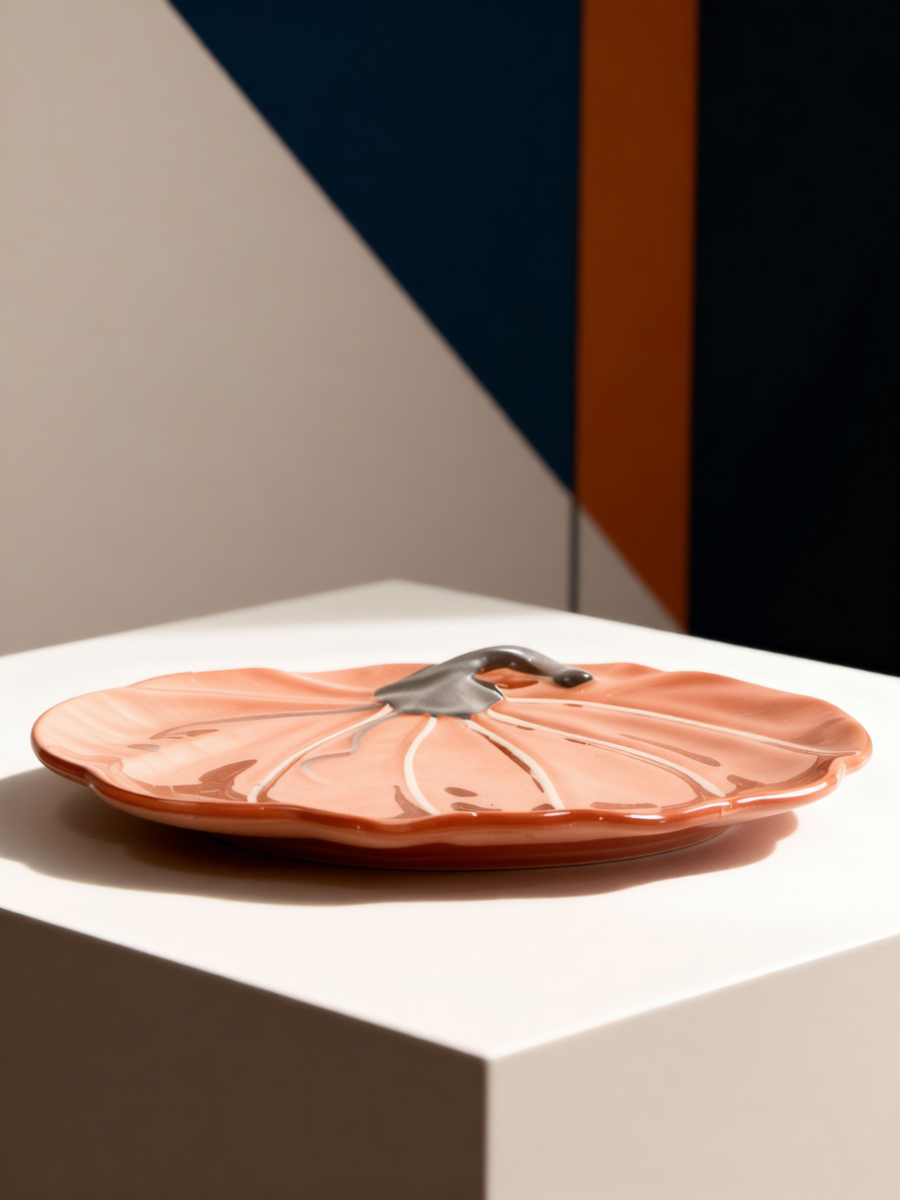 Фарфоровая Тарелка В Forme Дыни Для Подачи Десертов И Фруктов 19.5X18.5X2Cm