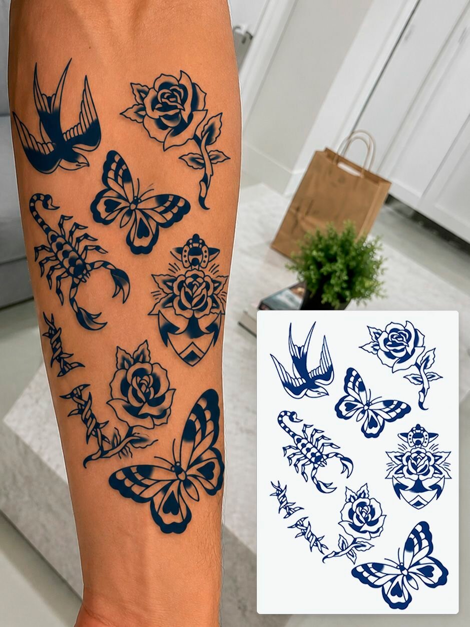 Tattoo'шки Временная тату без пленки 11*18см (темнеет через 24 часа) временная наклейка 11x18 см темнеющая