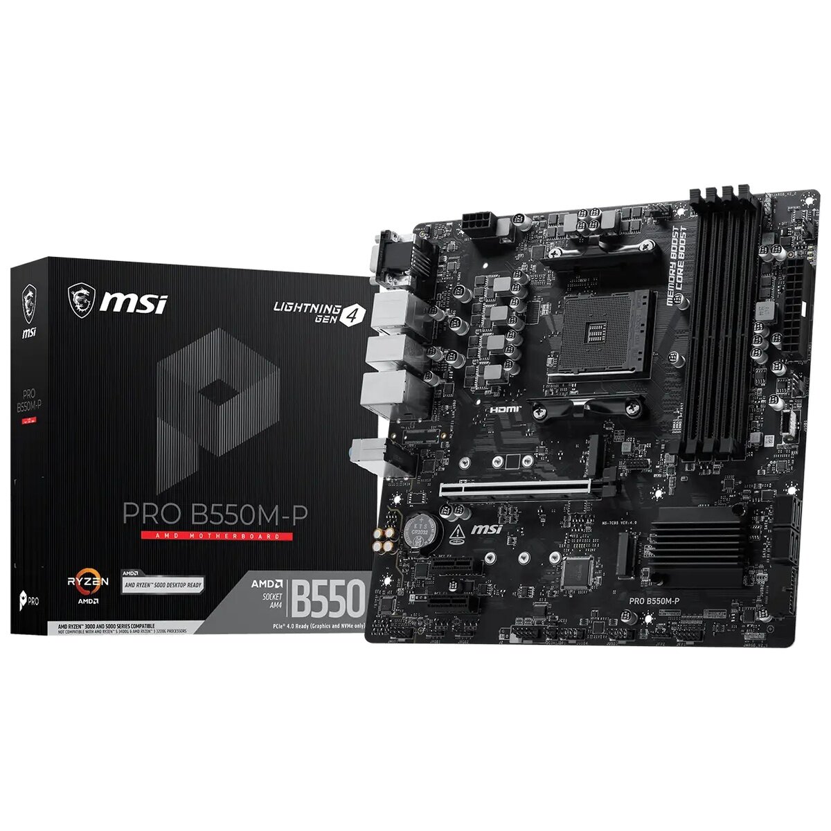 Материнская плата MSI PRO B550M-P, AM4, AMD B550, Micro-ATX, RTL (PRO B550M-P)