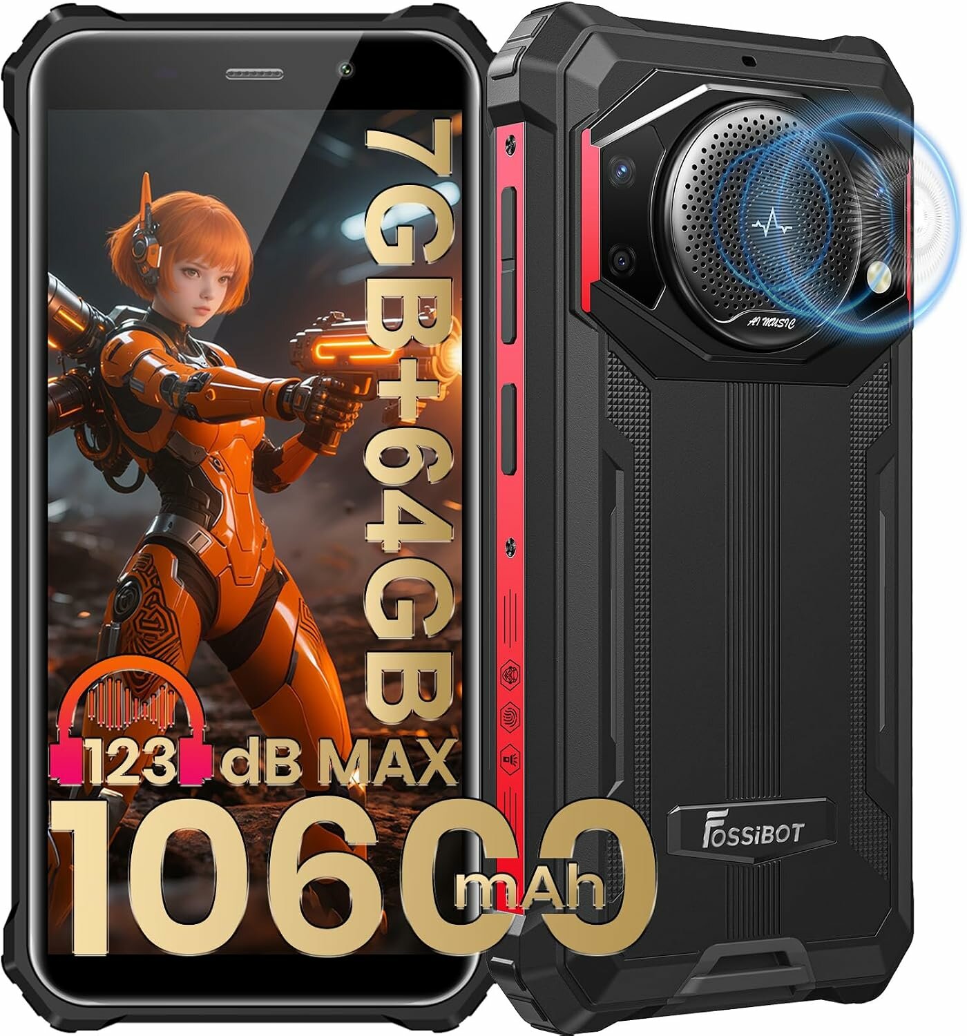Мобильный телефон FOSSiBOT F101P, 10600 мАч, 5,45-дюймовый HD-экран, 7 (4+3) ГБ 64 ГБ