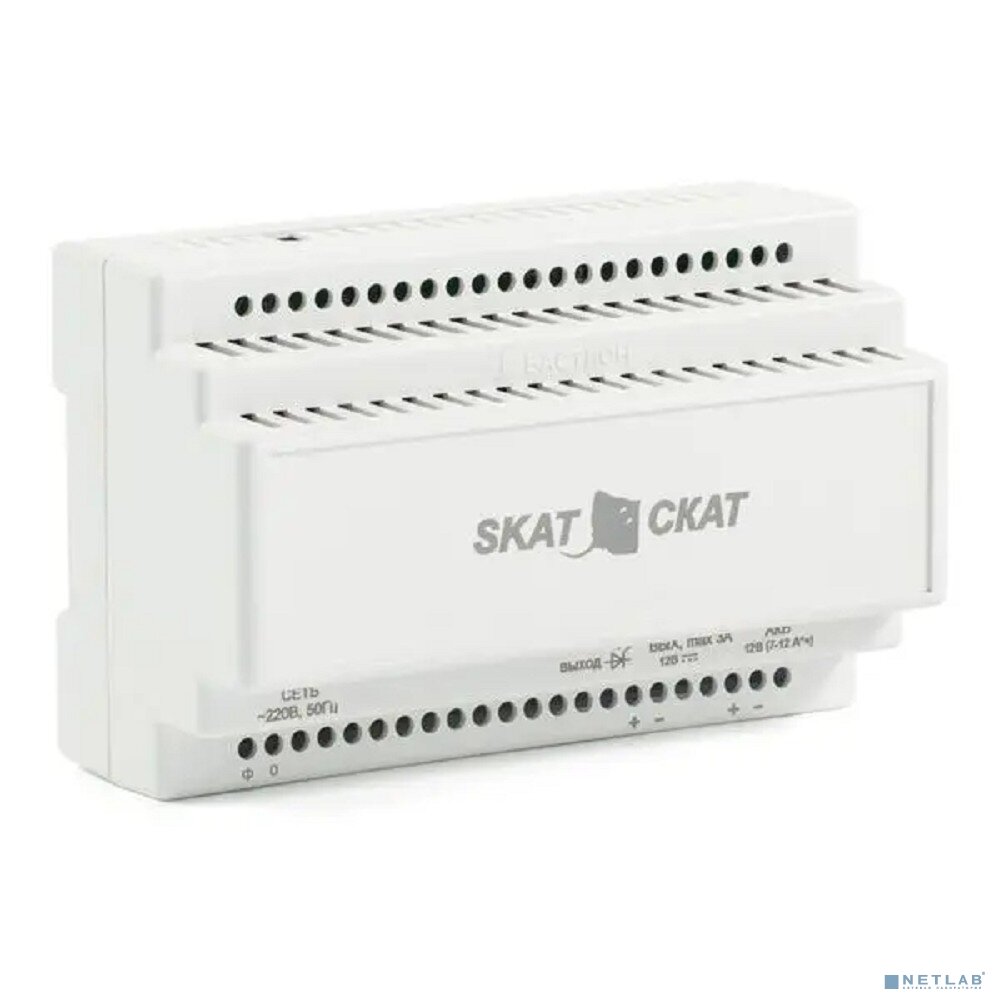 Бастион SKAT-12-3.0 DIN (скат ИБП-12/3-DIN) источник питания 12В 3А пластиковый корпус под DIN рейку 35 мм, МПТ (580)
