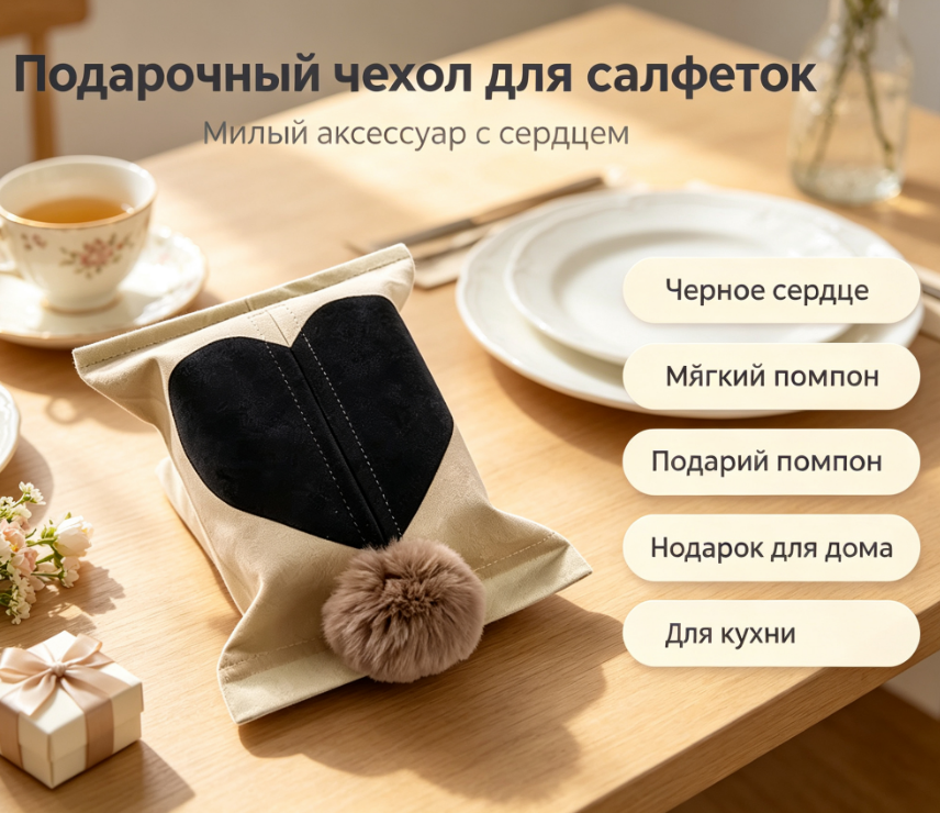 Винтажный тканевый чехол для салфеток с пушистым помпоном, французский декоративный органайзер для дома